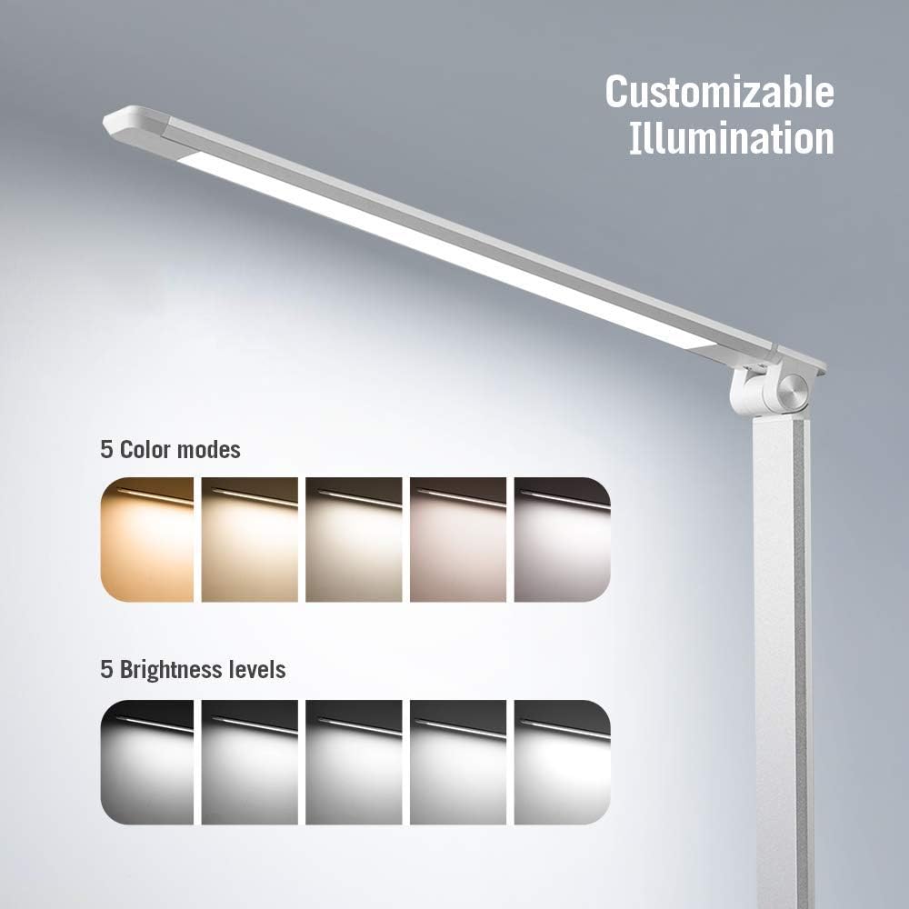 TaoTronics LED Desk Lamp with USB Charging Port, Eye-Care Dimmable ...