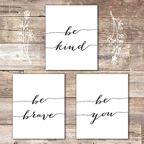 Amazon.com: Be Kind Be Brave Be You Art Prints (Set of 3) - Unframed ...