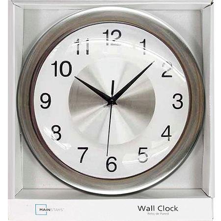 Amazon.com: 12" Mainstays Wall Clock, Brushed Chrome: Home & Kitchen