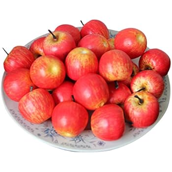 Amazon.com: 12pcs Decorative Large Artificial Red Apple Plastic Fruits ...