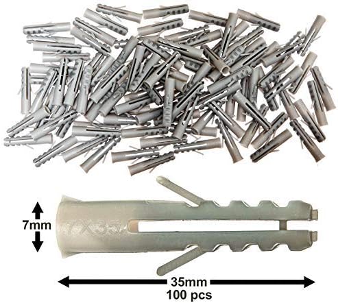 100-pack of Masonry Rawl Plugs 7x35mm (9/32”x1-3/8”) – Heavy Duty ...