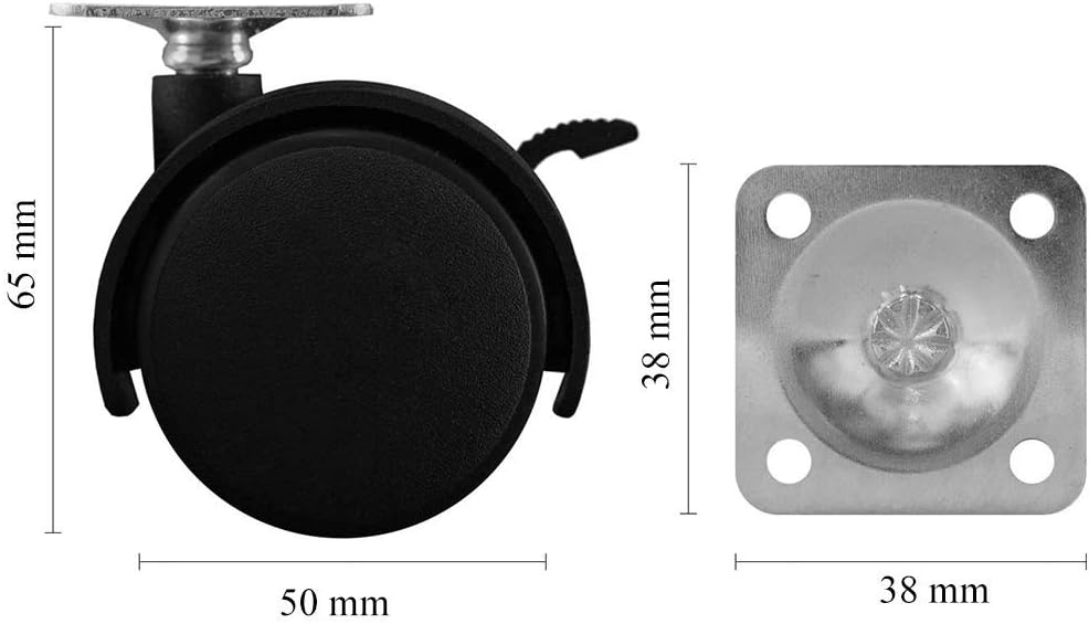 8 Pcs Castor Wheels 50mm, Office Chair Wheels, Wheels Black Swivel ...