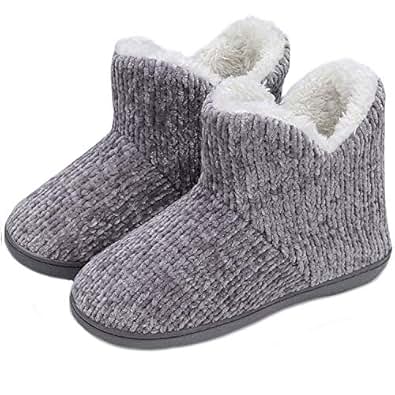 Amazon.com | TUOBUQU Womens Warm Bootie Slippers Fluffy Plush Indoor ...