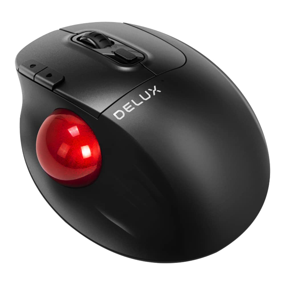 DeLUX Bluetooth Trackball Mouse, Wireless Ergonomic Rollerball Mouse ...