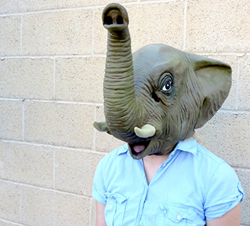 Latex Full Head ELEPHANT Mask w/ Long Trunk Home Garden Decor Trunks