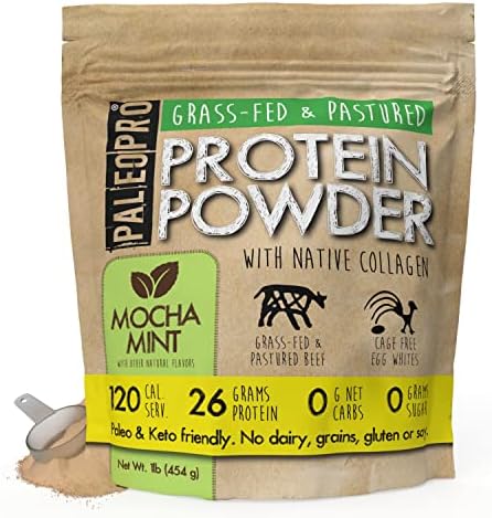 PaleoPro Protein Powder (Mocha Mint 1lb.) Grass-Fed, Pastured, Cage ...