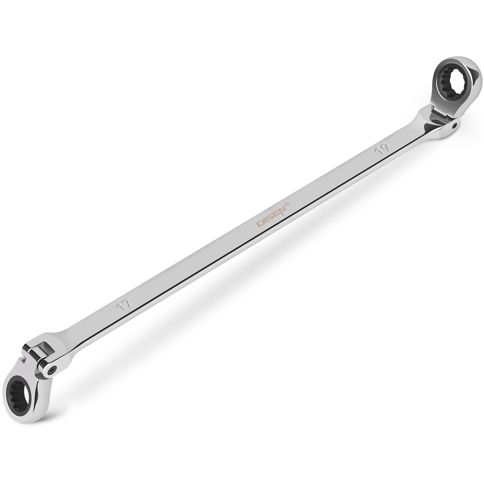 DISEN 17-19mm Extra Long Flex Head Ratcheting Wrench set, Double Box ...