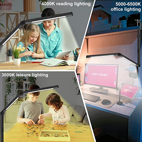 Micomlan Led Desk Lamp with Clamp, Dual Light Source Eye-Care Swing Arm ...