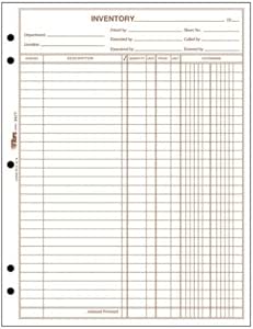 Amazon.com : Inventory Sheets, 1 Part, 2 Pads, 8-1/2"x11", White ...