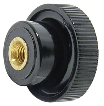1 7/8mm dia., M10x1.50 thds., Black Phenolic Knurled Plastic Knobs w/Metric Brass Insert (1 Each ...