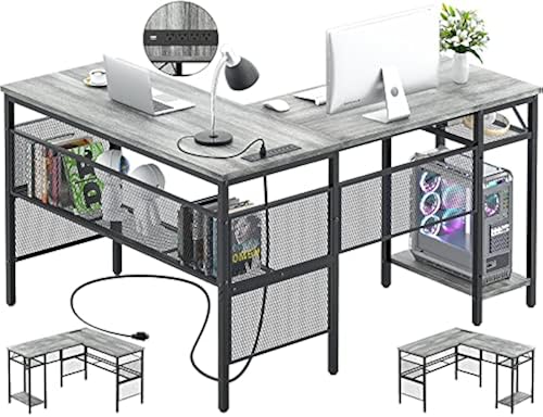 Unikito L Shaped Desk with USB Charging Port and Power Outlet ...