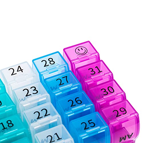 Monthly Pill Organizer 2 Times a Day - AM PM Month Pill Box with 32 ...