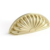 JIASENBAO 5 Pack Brushed Gold Cabinet Pulls 3" Hole Center Cup Flat ...