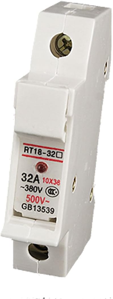 IIVVERR RT18-32A AC 380V 32A 10x38mm 1P Cylindrical Fuse Holder Base with LED (RT18-32A AC 380V ...
