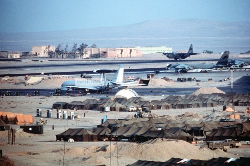 Buy Photo An Air Force C-130 Hercules aircraft lands at an aircraft ...