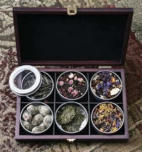 Amazon.com : Loose Leaf Wooden Presentation Box with 6 Display Teas ...