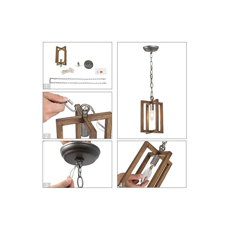 LOG BARN Farmhouse Pendant Lighting for Kitchen Island, Wood Rustic ...