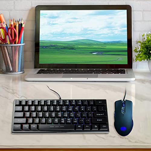 61 Keys RGB Backlit 60% Wired Gaming Keyboard and Mouse Combo, Quiet ...