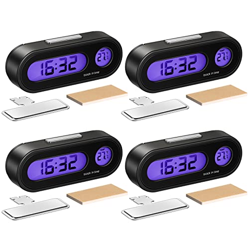 4 Pack LED Digital Clock Thermometer Car Dashboard Clock Thermometer ...