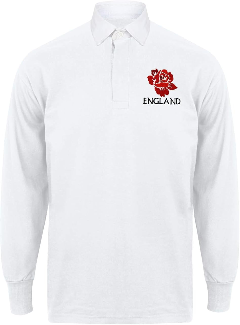 Printmeashirt Men's Classic Embroidered England Rose Crest Long Sleeve ...