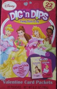 Amazon.com : Disney Princess Dig n Dips Valentine Card Packets : Candy ...