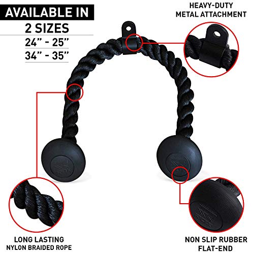 RDX Tricep Rope Handle Gym Rubber Pull Down Bicep Cable Attachment ...