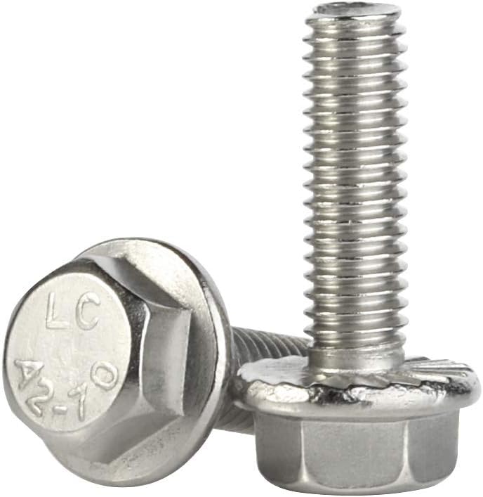 M8-1.25 x 20mm Flanged Hex Head Bolts Flange Hexagon Screws, Stainless Steel A2, DIN 6921, 20 ...