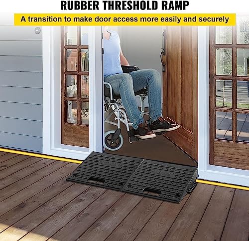VEVOR Rubber Threshold Ramp, 2 Packs 1 Channel Doorway Ramp, 4" Rise ...