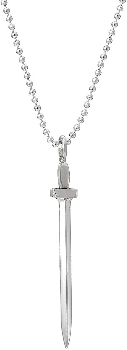 Sterling Silver Sword Pendant Necklace, 18": Amazon.co.uk: Jewellery