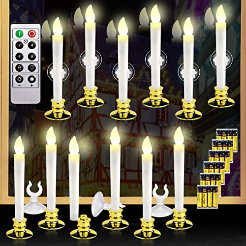 KITHOUSE 12 Set Christmas Window Candles Lights with Timer Battery ...