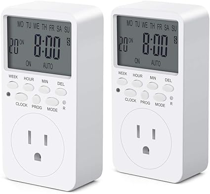Outlet Timer, Digital Programmable Timer, CANAGROW 7 Day Weekly Heavy Duty Smart Indoor Timer ...