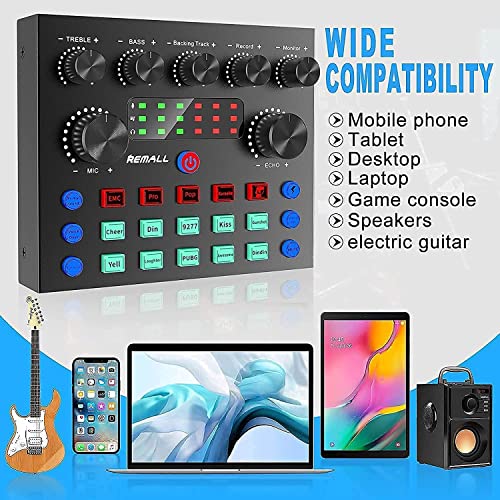 Audio Interface Mixer DJ Sound Card V8S, Remall Podcast Equipment ...