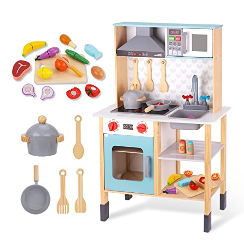 TOOKYLAND Kids Kitchen Playset, Play Kitchen Set for Kids with Real ...