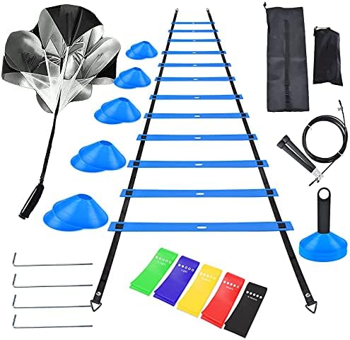 Litviz Speed Agility Training Set, Includes 12 Rung Agility Ladder, Jump Rope, Resistance Bands ...