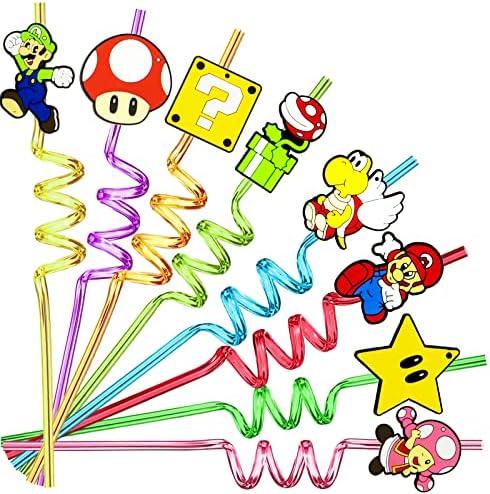 سعر 24 PCS Super Bros Straws Anime Themed Mario Straws with 2 Cleaning ...