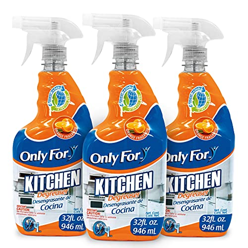 Only For Kitchen Cleaner - 3 Pack x 32 Fl Oz - Degreaser Spray Bottle ...
