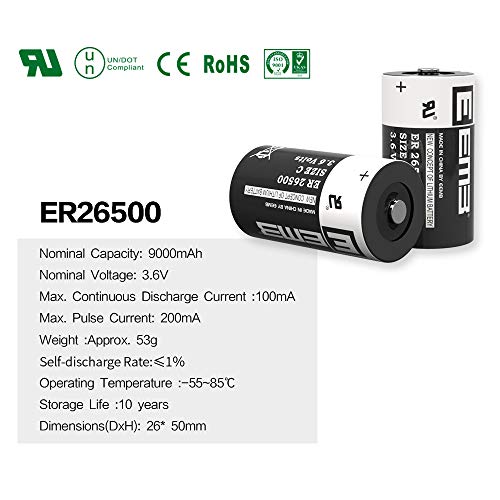 50X EEMB ER26500 Nonrechargeable 3.6V Lithium Battery Li-SOCL₂ C Size ...