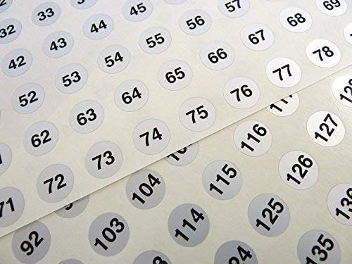 Silver 13mm Round Consecutive, Sequential Number Sequence Labels ...