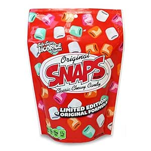 Amazon.com : Snaps Original Classic Chewy Candy Bag, Black Licorice ...