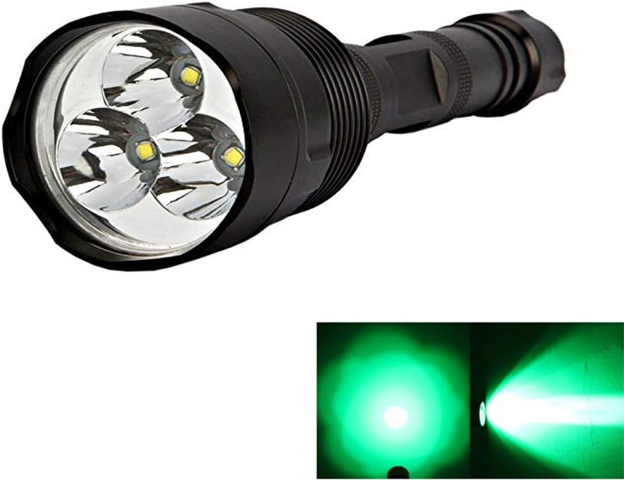 LED Hunting Torch, Hunting Flashlight with Green Light Tactical Coyote ...