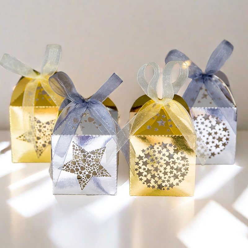 Naler 40pcs Mini Paper Treat Boxes Candy Goodie Gift Boxes with Ribbon ...