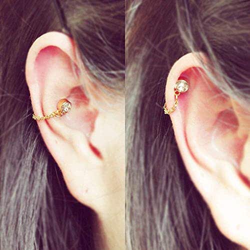 Amazon.com: CZ conch chain earring, conch dangle earring, helix earring ...
