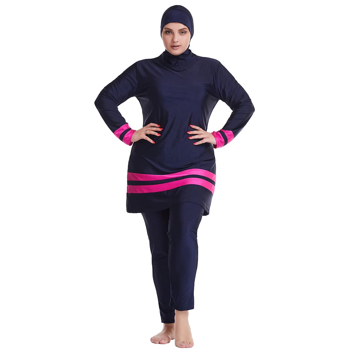 Muslim Swimsuits for Women Long Sleeve Plus Size Full Coverage Swimwear ...