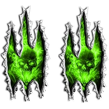 Amazon.com: Exploding Skull Green Rip Ripped Motorcylce Vinyl Graphics ...