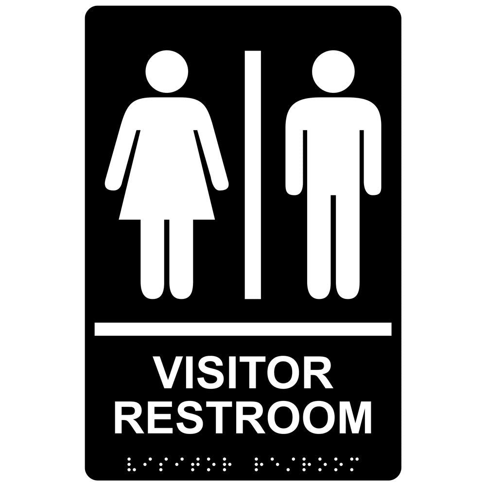 Visitor Restroom Sign, ADA-Compliant Braille and Raised Letters, 9x6 in ...