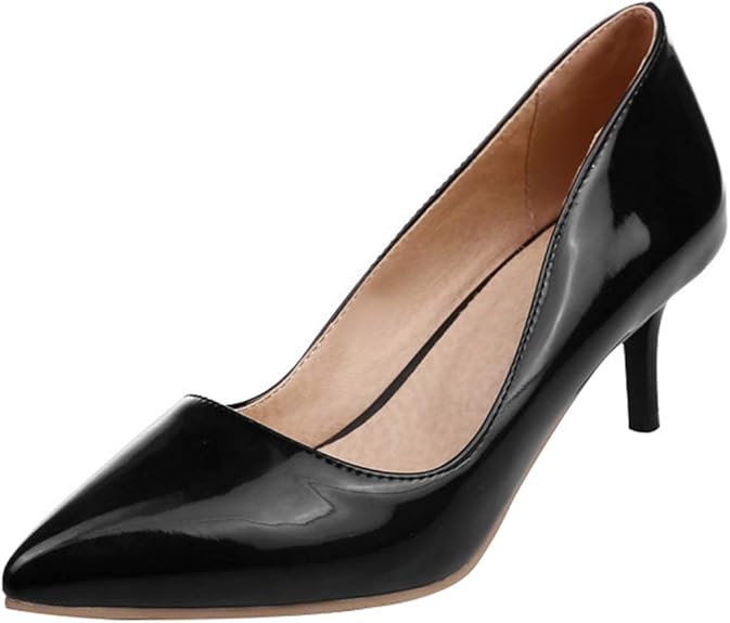 MISSUIT Damen Kitten Heels Pumps Kleiner Absatz Lack Spitz: Amazon.de ...
