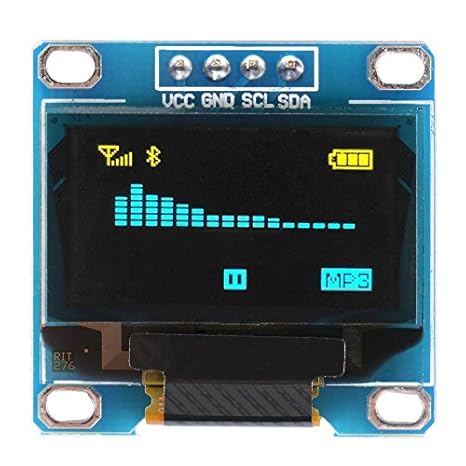 ThinkletsTM 0.96" I2C 128X64 Dual Color (Yellow-Blue) OLED Display Module for Arduino, Raspberry ...
