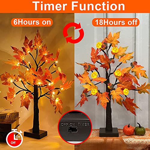 [ 2 Pack & Timer ] TURNMEON 24 Inch Fall Lighted Maple Tree ...