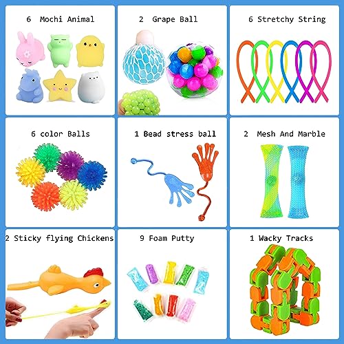 (70 Pack) GONGYIHONG Sensory Fidget Toys Pack, Party Favors Gifts for Kids, Classroom Prizes ...