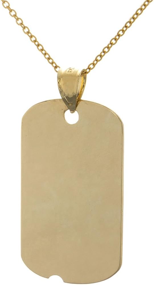 Amazon.com: 14k Yellow Gold Military Dog Tag with Notch Charm Necklace ...